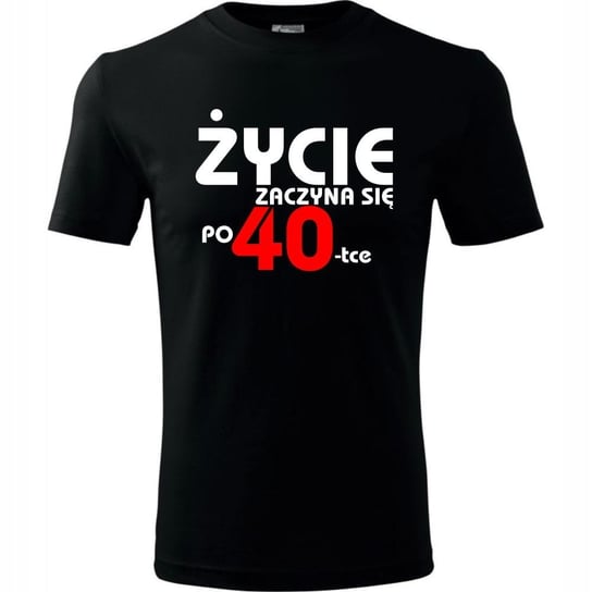 Męska Koszulka z Nadrukiem Życie zaczyna się po 40 na Prezent Urodzinowy czarny S - Atram | Moda ...