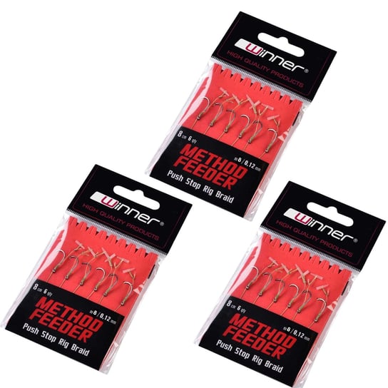 Method Feeder przypon na plecionce z stoperem nr 8 / 0,12 / 8 cm / 6szt / Zestaw 3 szt - Tandem ...