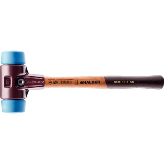 Miękki młotek HALDER SIMPLEX TPE z obudową z żeliwa ciągliwego i drewnianą rękojeścią - D=50 mm ...