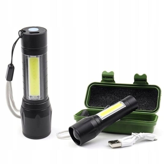 MINI LATARKA LED ALUMINIOWA Z DODATKOWĄ LAMPĄ BOCZNĄ I PRAKTYCZNYM ETUI ...