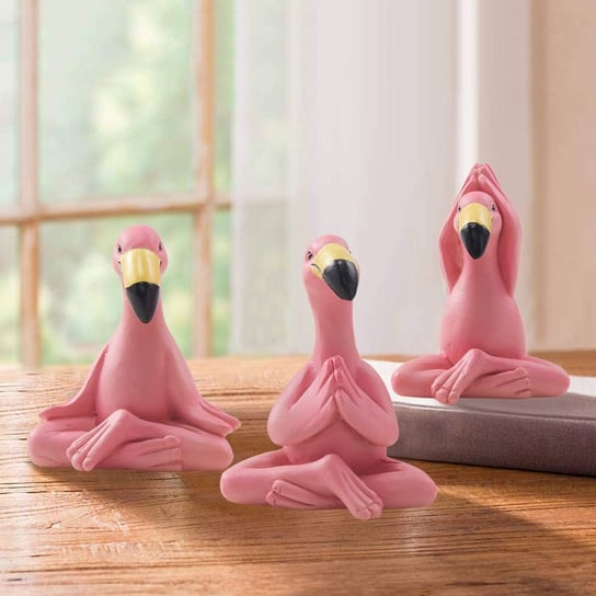 Miniaturowa figurka flaminga do jogi – fantazyjna różowa figurka wróżki ...