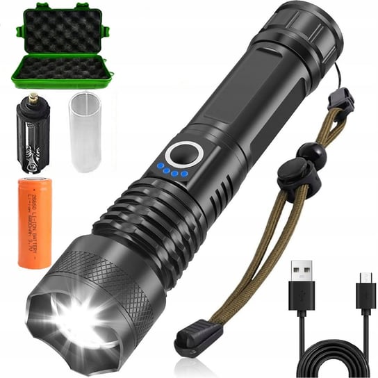 MOCNA LATARKA TAKTYCZNA LED XHP90 ZOOM WOJSKOWA MYŚLIWSKA 3000mAh ...