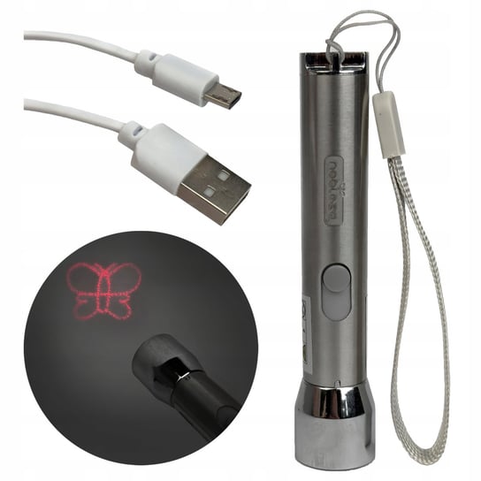 MOCNY LASER zabawka dla kota ŁADOWANY NA USB lampka WOODA ...