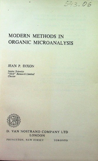 Modern Methods in Organic Microanalysis - Opracowanie zbiorowe ...