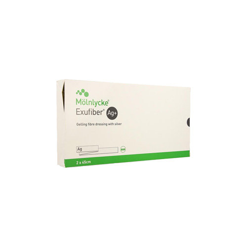 MOLNLYCKE Exufiber Ag 2x45cm /opk. 5 szt Żelujący opatrunek z włókien o ...