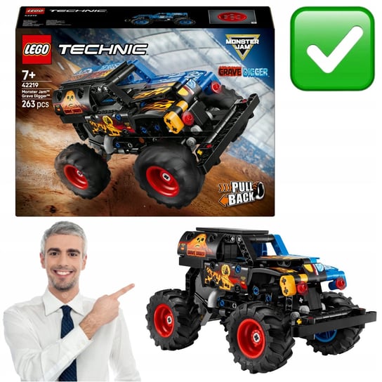 MONSTER JAM GRAVE DIGGER OGIEŃ I LÓD LEGO TECHNIC 42219 NOWY ZESTAW ...