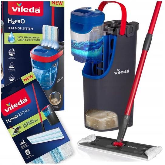 MOP VILEDA H2prO ZBIORNIKI WODA CZYSTA BRUDNA WIADRO DUŻY ZESTAW PŁASKI ...