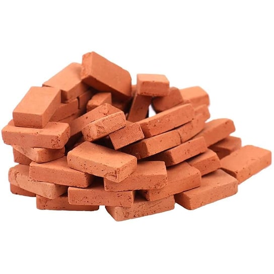 MSLing 100 sztuk 1/16 Mini Cegły do krajobrazu miniaturowe czerwone ...