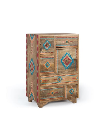 Multi-colored mango wood bedside table. Giner y Colomer 65x29x43 ...