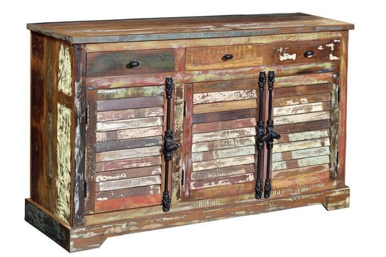 Multi-colored recycled wood sideboard. Giner y Colomer 90x45x150 ...