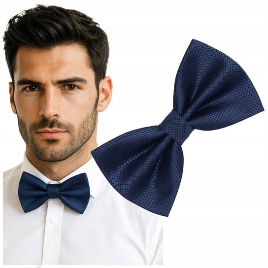 Muszka męska w drobną kratkę - granatowa - Luvu | Moda Sklep EMPIK.COM