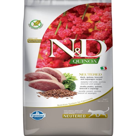 N&D QUINOA CAT DUCK, BROCOLLI & ASPARAGUS NEUTERED ADULT 5 KG Sucha ...