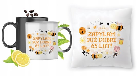 Na Urodziny 65 65te Zestaw Kubek Magiczny + Poduszka z Nadrukiem ze ...