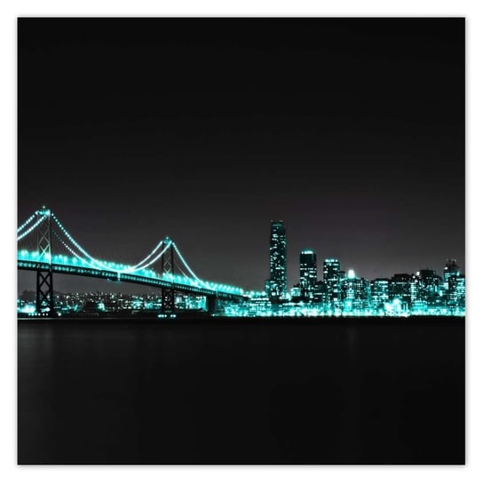 Naklejka ścienna 100x100 Turkusowe światełka na moście - ZeSmakiem | Sklep EMPIK.COM
