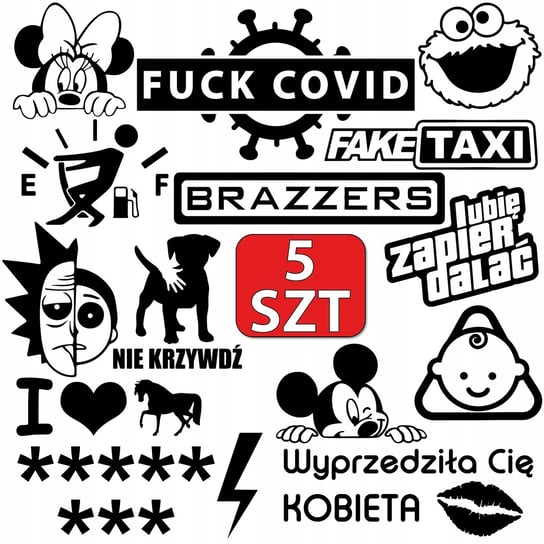 Naklejki etykiety polimerowe na auto 15 cm 5 sztuk - Sticky Studio ...