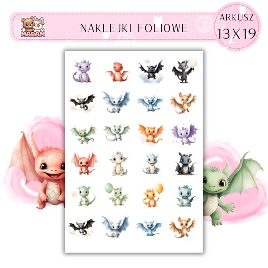 Naklejki Foliowe Słodkie Smoki 13x19, Madam - Inna marka | Sklep EMPIK.COM