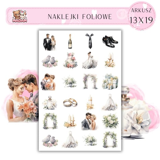 Naklejki Foliowe Ślub Wesele Młoda Para 13x19, Madam - Inna marka ...