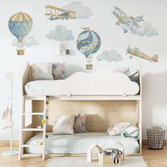 Naklejki Na Ścianę Dla Dzieci Dekoracjan, Retro Balony I Samoloty - Zestaw 3 - Dekoracjan ...