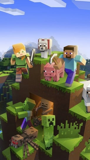 Naklejki na ścianę Naklejka poster Minecraft World Maxi Steve &Alex ...