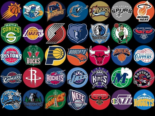Naklejki na ścianę NBA Logo Wszystkie Drużyny TEAM 90x60 cm #6 - Atram ...