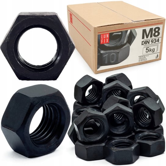 Nakrętka sześciokątna M8 6-kątna metryczna DIN 934 czarna kl. 10.9 5szt. - Lun Fix | Sklep EMPIK.COM