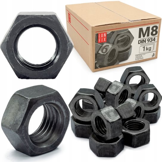 Nakrętka sześciokątna M8 6-kątna metryczna DIN 934 czarna kl. 6 1kg - Lun Fix | Sklep EMPIK.COM