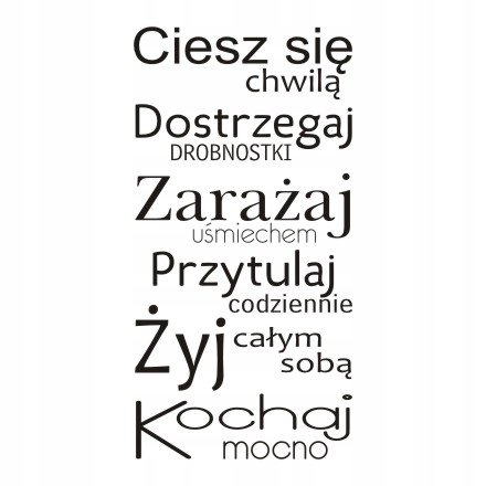 Napis na ścianę, naklejka 100x50cm wybór koloru - Ciesz się chwilą ...