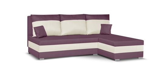 Narożnik kanapa z funkcją spania GUSTAV fioletowy - wygodniej.pl | Sklep EMPIK.COM