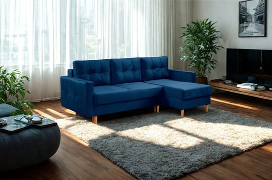 Narożnik Z Funkcją Spania I Pojemnikiem Na Pościel - Floro, Tkanina Monolith Ciemnoniebieski ...