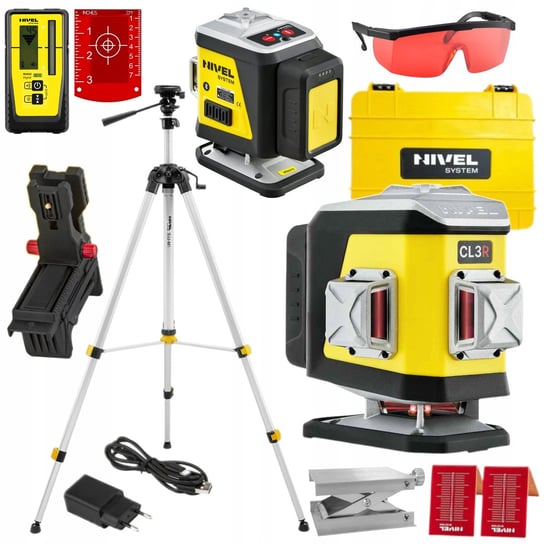 NIVEL SYSTEM CL3R LASER KRZYŻOWY 3D 30M ZESTWA STSTYW I CZUJNIK RD800 ...