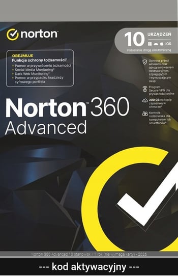 Norton 360 Advanced 10 stanowisk / 1 rok (nie wymaga karty) - 2026 ...