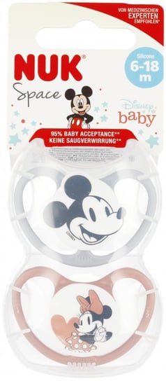 NUK Smoczek uspokajający silikonowy 6-18m Space Disney Miki różowy 2 szt. - Nuk | Sklep EMPIK.COM