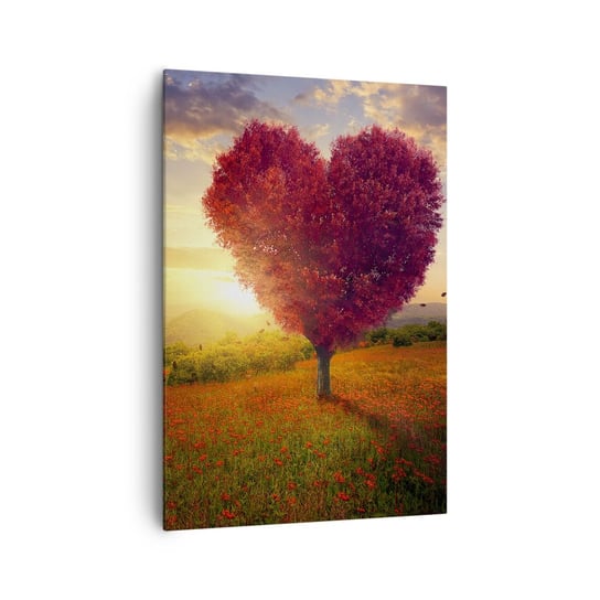Obraz na płótnie - Chwyta za serce - 70x100cm - Krajobraz Kwiaty Drzewo ...
