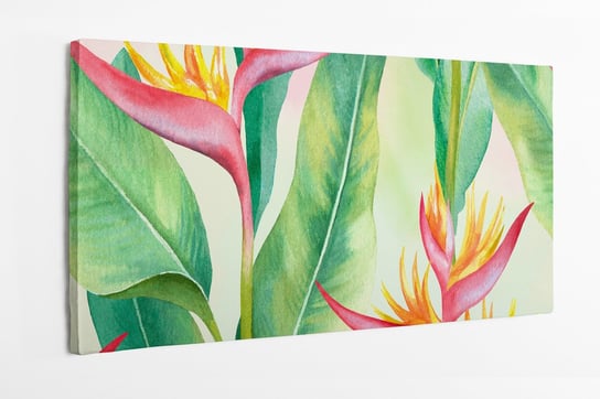 Obraz na płótnie HOMEPRINT, Akwarela helikonia, kolorowe kwiaty ...