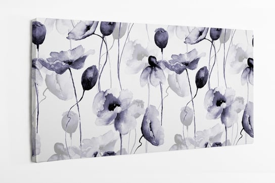 Obraz na płótnie HOMEPRINT, letnie kwiaty, akwarela, łąka, ciemne ...