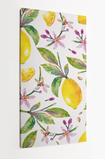 Obraz na płótnie HOMEPRINT, owoce cytryny, gałązki, liście, kwiaty ...