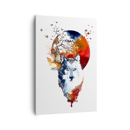 Obraz na płótnie - Nos w nos z nocą - 70x100cm - Abstrakcja Zwierzęta ...