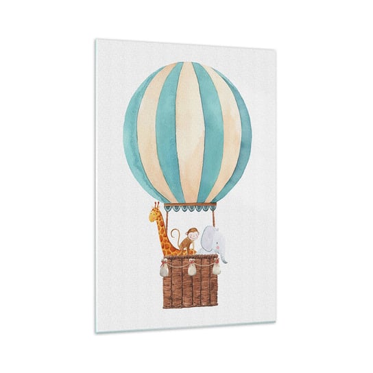 Obraz na szkle - Fantastyczna wycieczka - 70x100cm - Balon Dla Dzieci Vintage - Nowoczesny foto ...