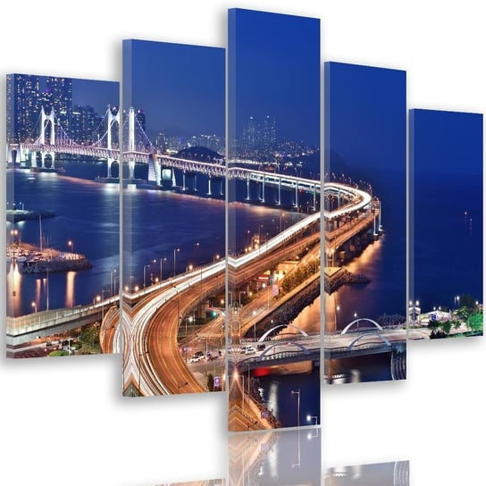 Obraz pięcioczęściowy na płótnie Canvas FEEBY, pentaptyk typ A, Most ...