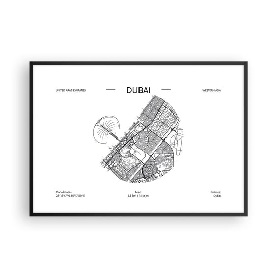 Obraz - Plakat - Anatomia Dubaju - 100x70cm - Mapa Dubaj Zjednoczone ...