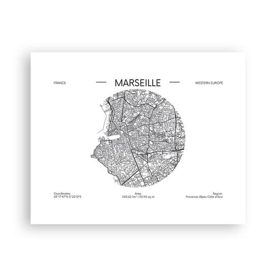 Obraz - Plakat - Anatomia Marsylii - 50x40cm - Mapa Marsylia Francja ...