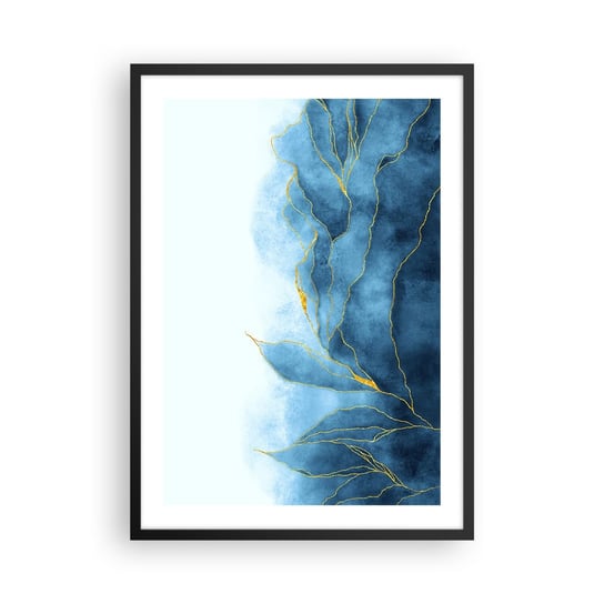 Obraz - Plakat - Błękit w złocie - 50x70cm - Luksus Glamour Abstrakcja - Nowoczesny modny obraz ...