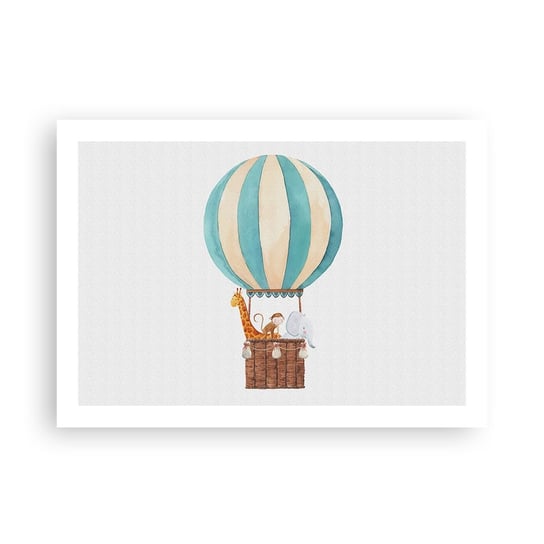 Obraz - Plakat - Fantastyczna wycieczka - 70x50cm - Balon Dla Dzieci Vintage - Nowoczesny modny ...
