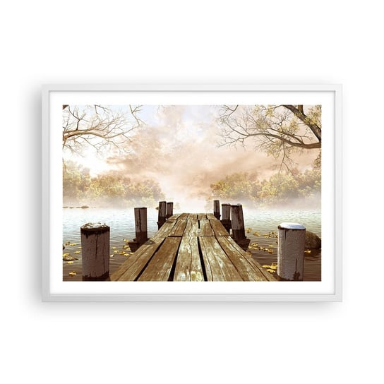 Obraz - Plakat - Łagodny smutek jesieni - 70x50cm - Krajobraz Jezioro ...