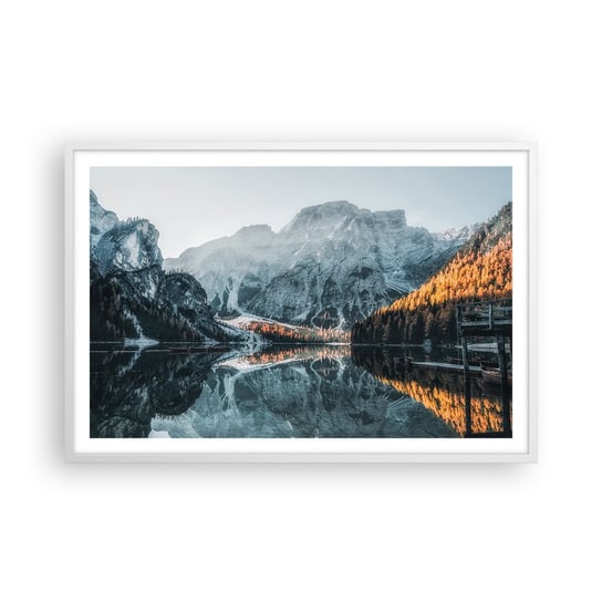 Obraz - Plakat - Lustrzany pejzaż - 91x61cm - Krajobraz Góry Jezioro - Foto Plakaty na ścianę w ...