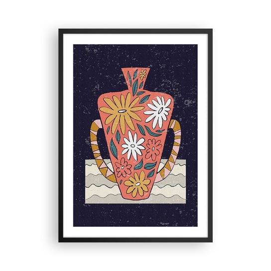 Obraz - Plakat - Malowany dzban - 50x70cm - Wazon Kwiaty Boho ...