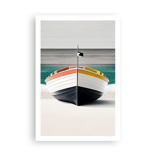 Obraz - Plakat - Na swoim miejscu - 61x91cm - Łódka Morze Nadmorski - Foto Plakaty na ścianę bez ...