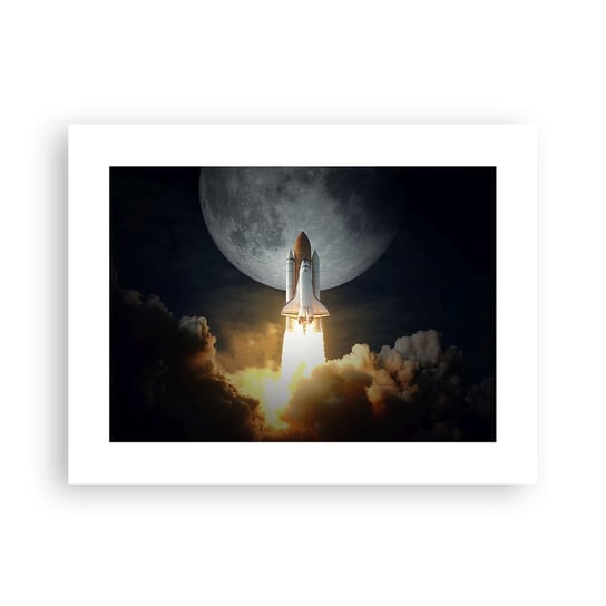 Obraz - Plakat - Początek nieziemskiej przygody - 40x30cm - Księżyc Rakieta Kosmiczna Nasa ...