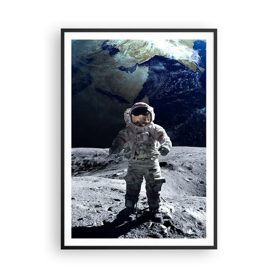 Obraz - Plakat - Pozdrowienia z Księżyca - 70x100cm - Astronauta Księżyc Planeta Ziemia - Foto ...