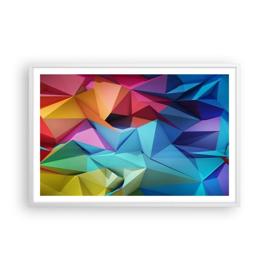 Obraz - Plakat - Tęczowe origami - 91x61cm - Abstrakcja 3D Grafika ...